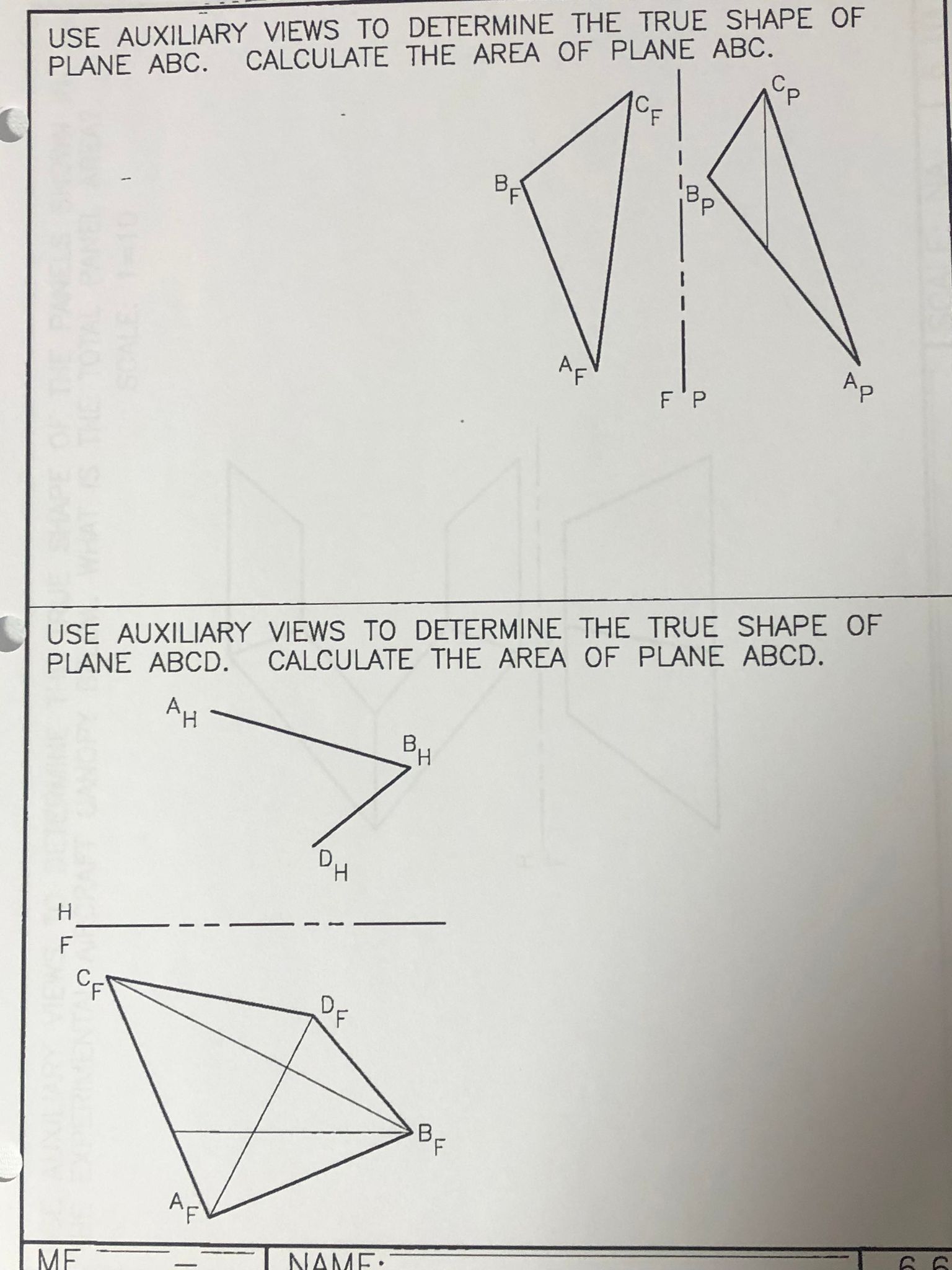 USE AUXILIARY VIEWS TO DETERMINE THE TRUE SHAPE OF | Chegg.com