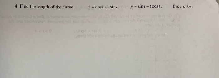 Solved 4. Find the length of the curvex cost +tsint, y -sint | Chegg.com