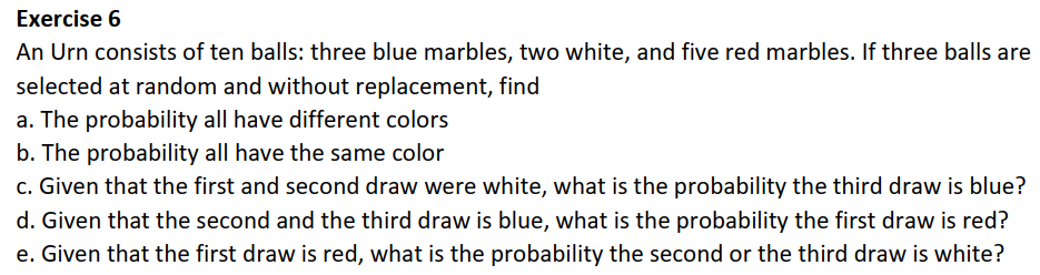 Solved An Urn consists of ten balls: three blue marbles, two | Chegg.com