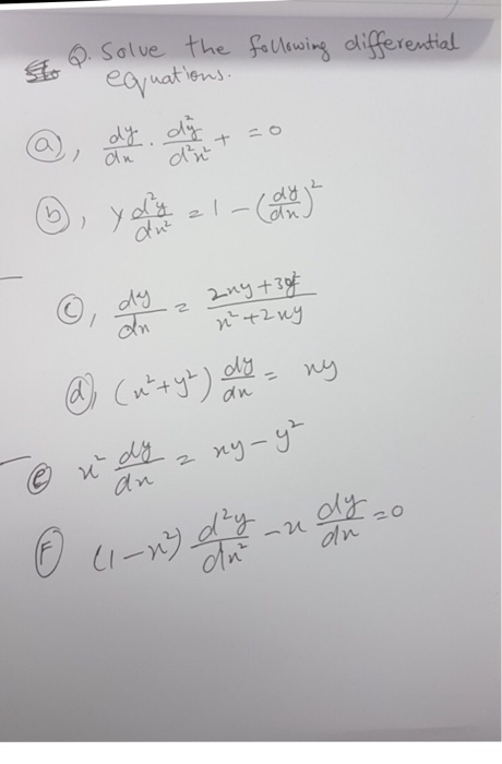 Solved Solve the following differential equations. (a) | Chegg.com | Chegg.com