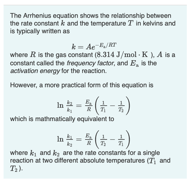 Solved The Arrhenius equation shows the relationship between | Chegg.com