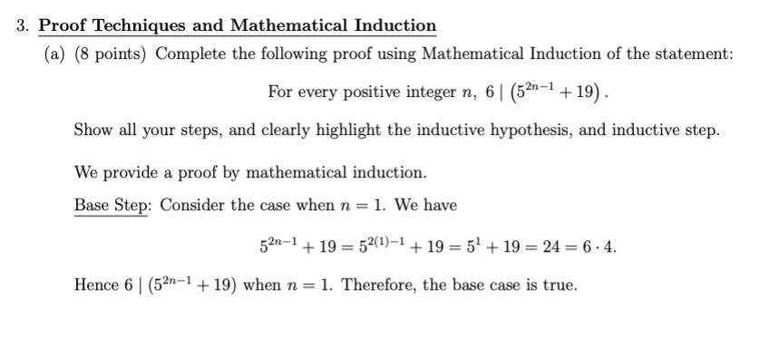 Solved Proof Techniques And Mathematical Induction A 8