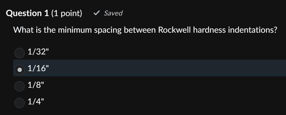 Solved What is the minimum spacing between Rockwell hardness | Chegg.com