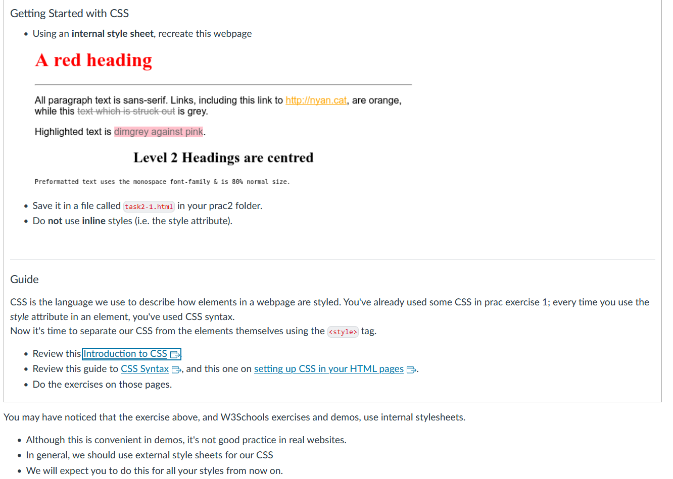 Solved Using An Internal Style Sheet Recreate This