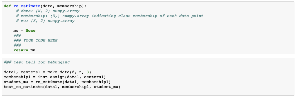 Fill in missing Numpy code The function should return | Chegg.com