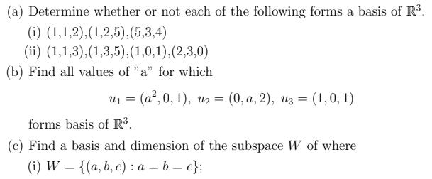 Solved (a) Determine whether or not each of the following | Chegg.com