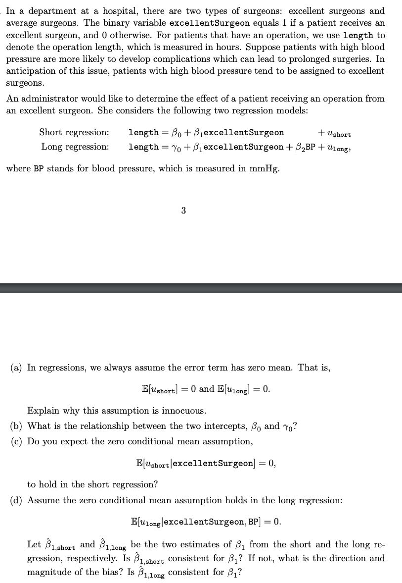 Solved In a department at a hospital, there are two types of | Chegg.com