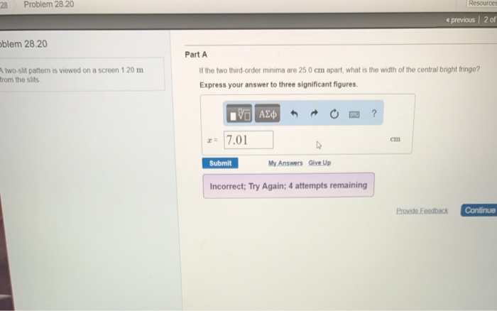 Solved A two-slit pattern is viewed on a screen 1.20 m from | Chegg.com