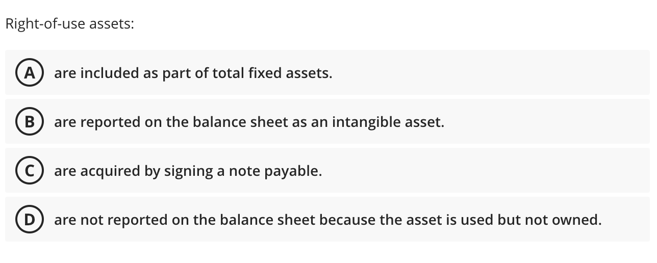 Solved Right-of-use assets: are included as part of total | Chegg.com