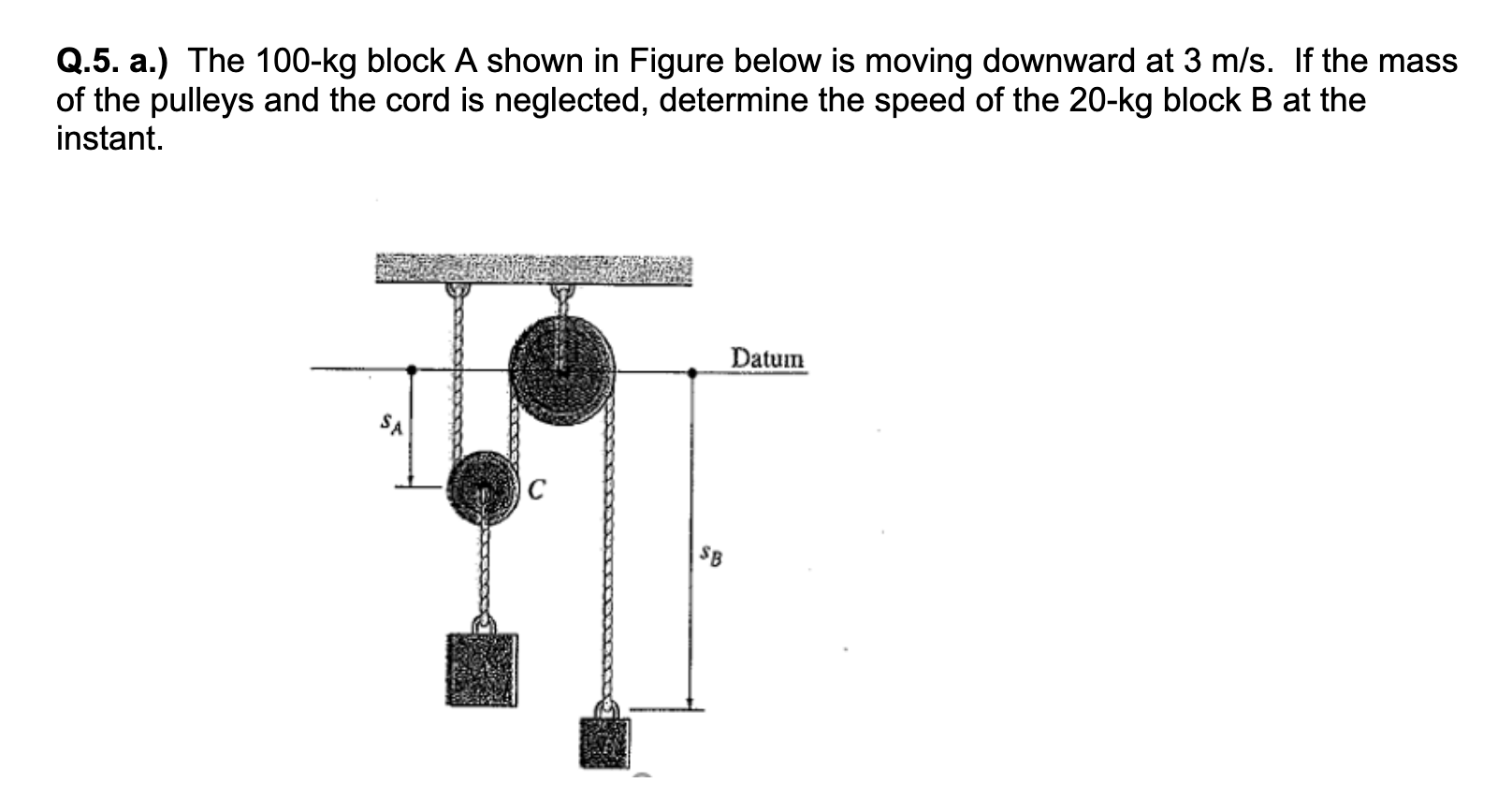 Solved Q.5. a.) The 100-kg block A shown in Figure below is | Chegg.com