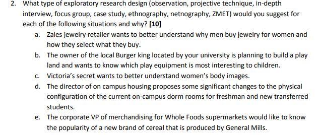 Solved 2. What type of exploratory research design | Chegg.com