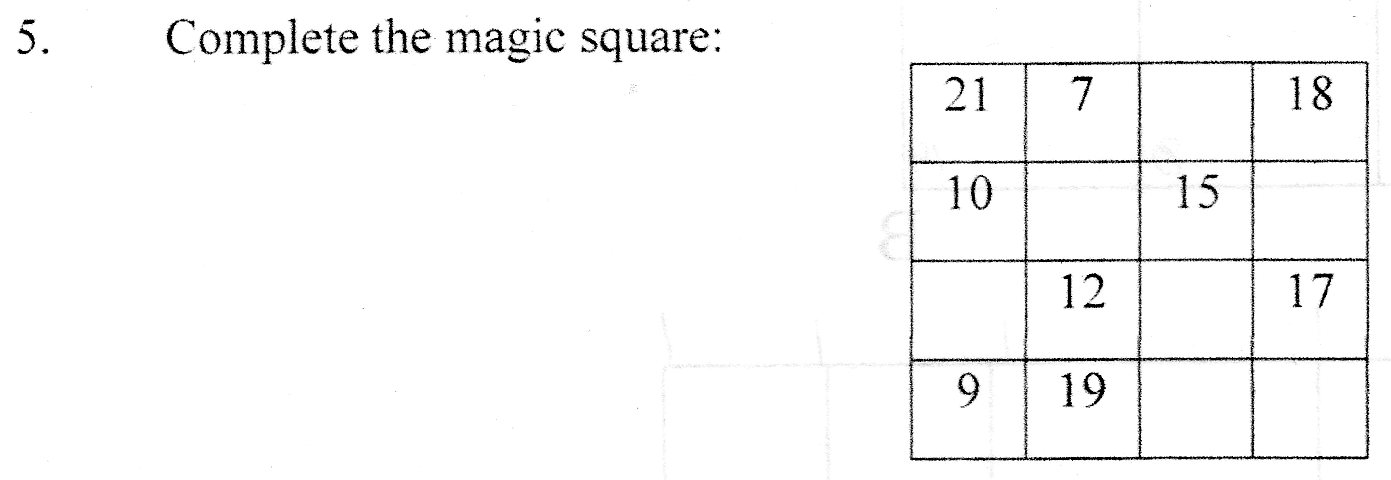 Solved Complete the magic square: 21 18 10 12 19 | Chegg.com