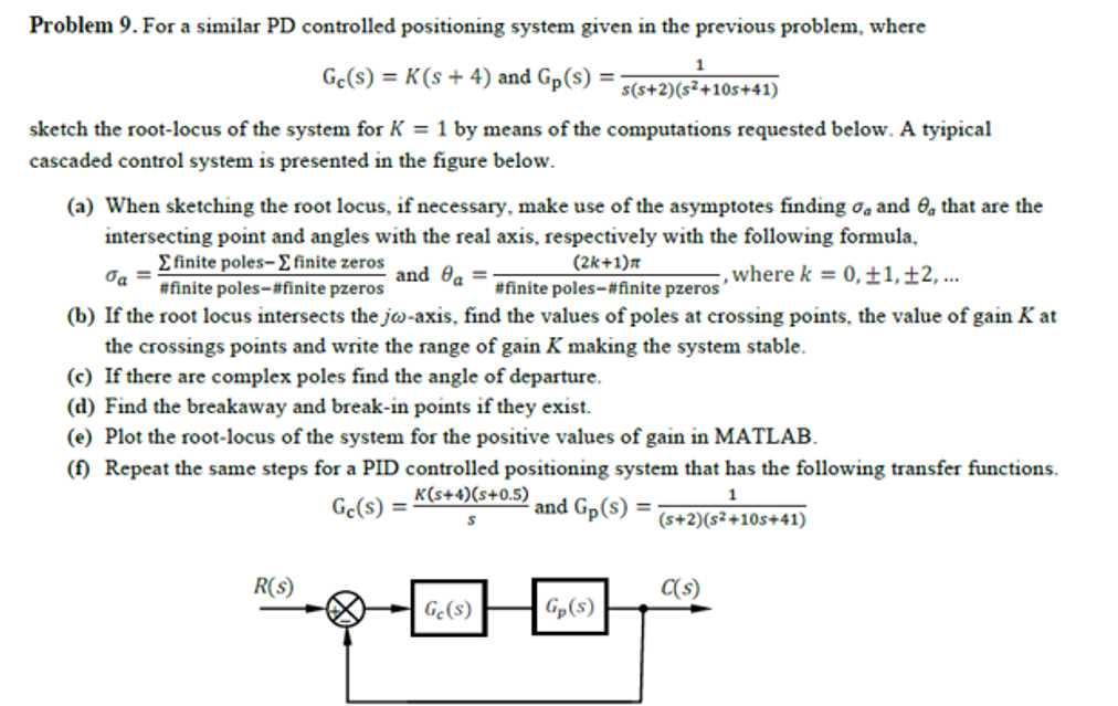 Solved Problem 9. For a similar PD controlled positioning | Chegg.com