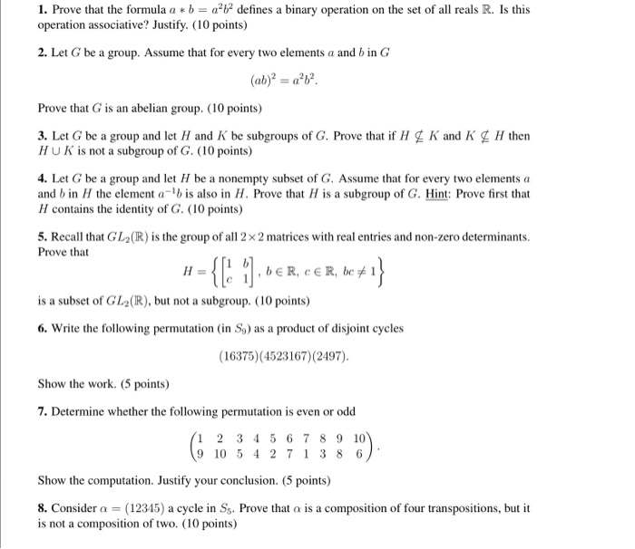 Solved 1. Prove that the formula a b a2b2 defines a binary | Chegg.com
