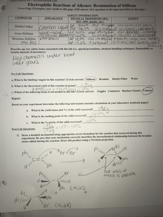 Solved ment #8-Bromination Lab 1. Wash a 100 mL round bottom | Chegg.com