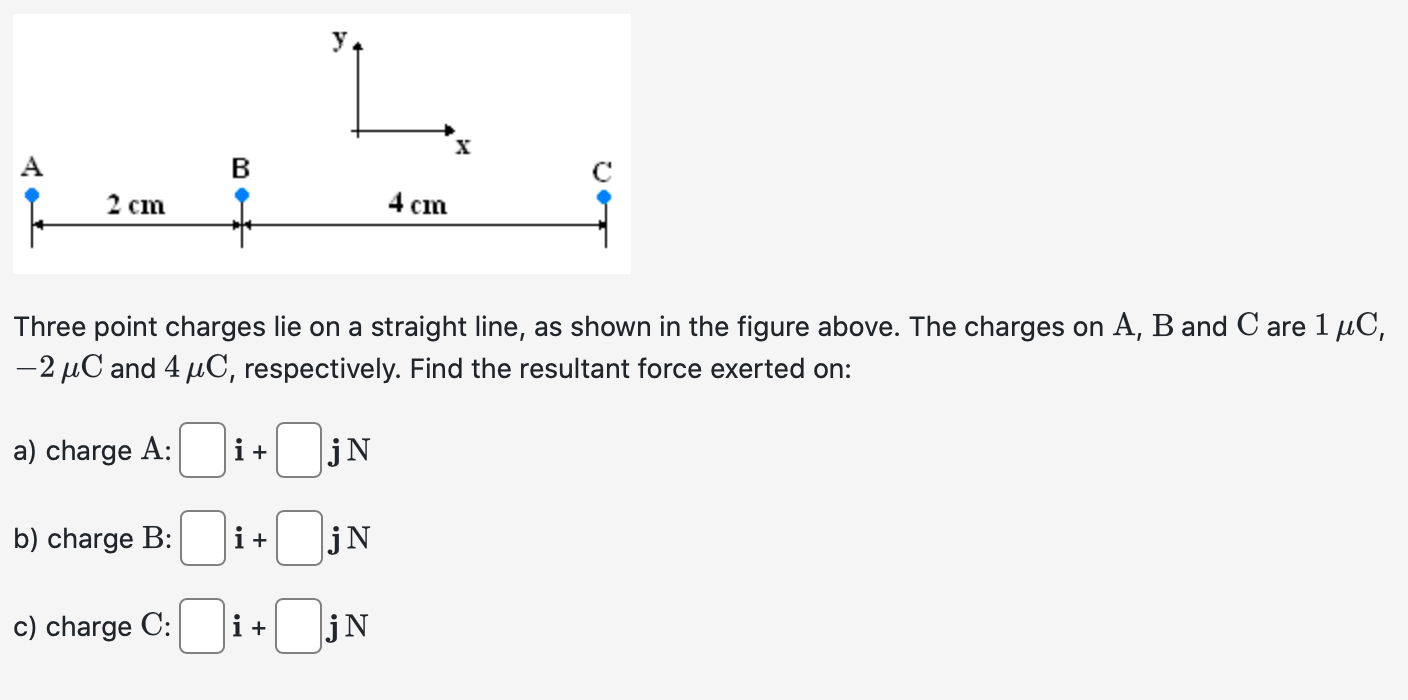 Solved Three point charges lie on a straight line, as shown | Chegg.com
