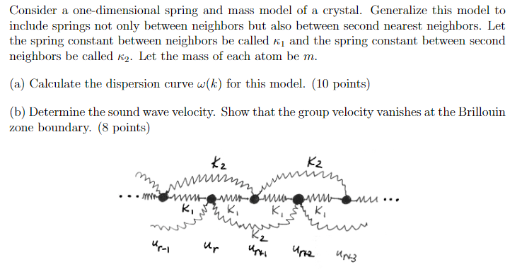 Consider a one-dimensional spring and mass model of a | Chegg.com