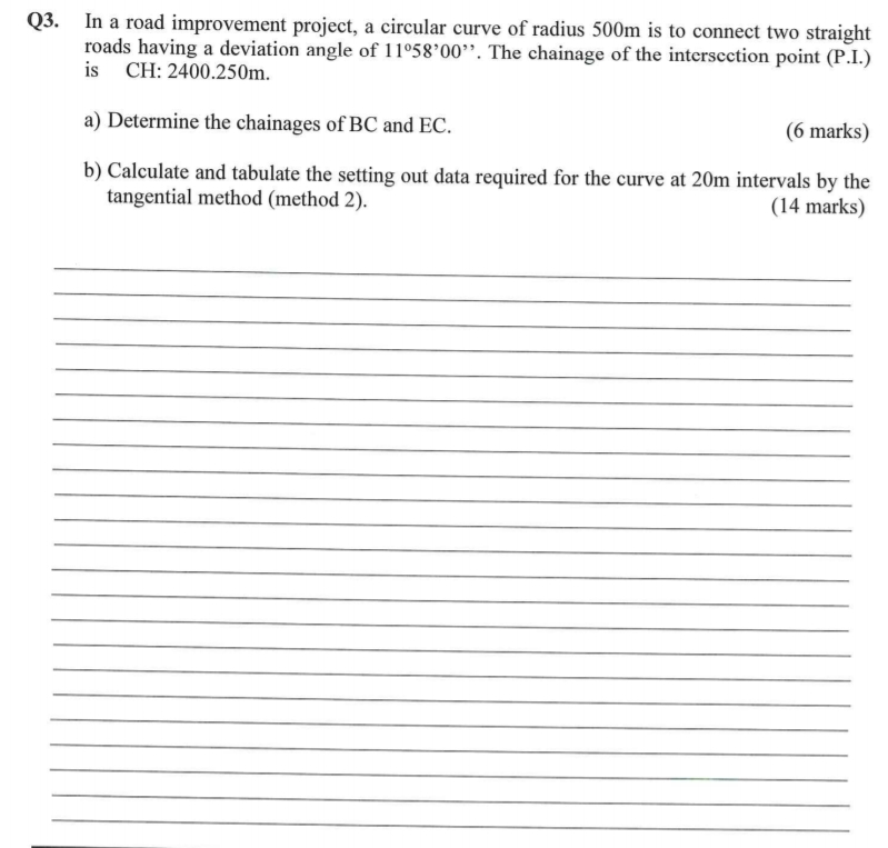 Solved In a road improvement project, a circular curve of | Chegg.com