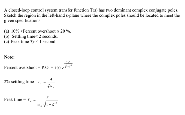 Solved A closed-loop control system transfer function T(s) | Chegg.com