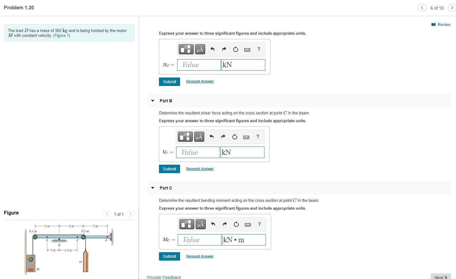 Solved Problem 1.20 6 of 13 A Review The load D has a mass | Chegg.com