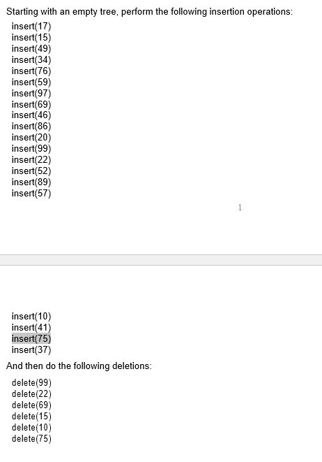 Solved Starting with an empty tree, perform the following | Chegg.com