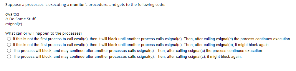 Solved Suppose a processes is executing a monitor's | Chegg.com
