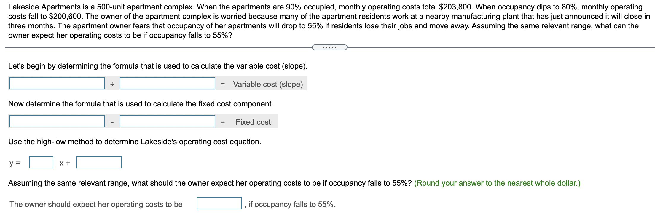 Solved Lakeside Apartments is a 500-unit apartment complex. | Chegg.com