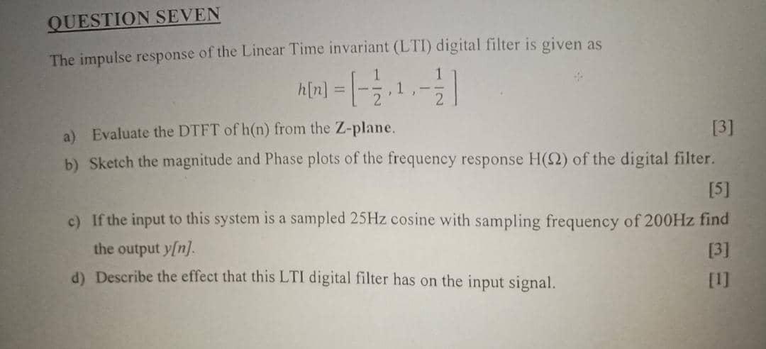 Solved The impulse response of the Linear Time invariant | Chegg.com