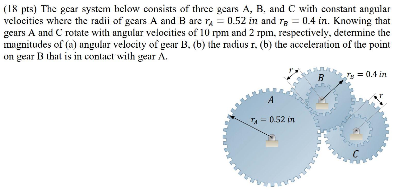 Solved (18 pts) The gear system below consists of three | Chegg.com