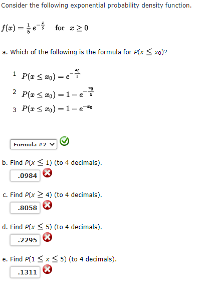 Solved Consider the following exponential probability | Chegg.com