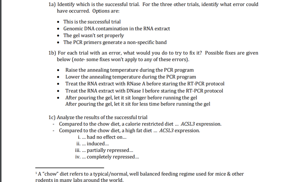 Solved 1a) Identify which is the successful trial. For the | Chegg.com
