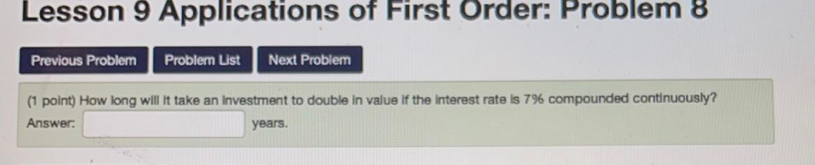 Solved Lesson 9 Applications of First Order: Problem 8 | Chegg.com