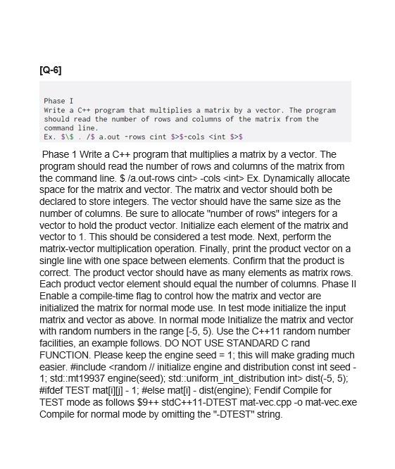 Solved [Q-6] Phase 1 Write a C++ program that multiplies a | Chegg.com