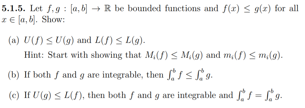 Solved 5.1.5. Let f,g: [a, b] → R be bounded functions and | Chegg.com