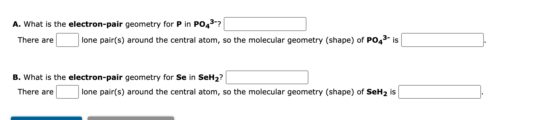 Solved A. What is the electron-pair geometry for P in PO43− | Chegg.com