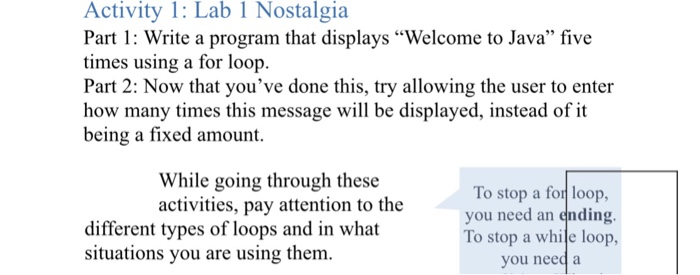 Solved Activity 1: Lab 1 Nostalgia Part Write a program that | Chegg.com