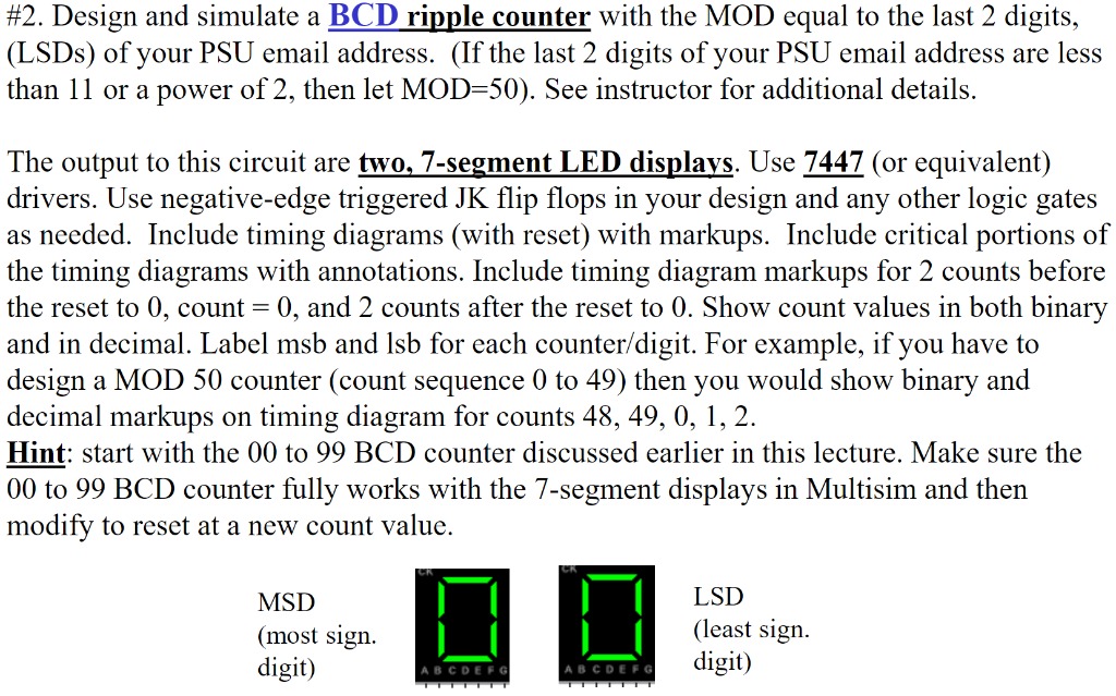 #2. Design and simulate a BCD ripple counter with the | Chegg.com