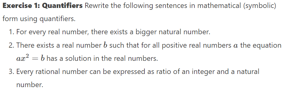 Solved Exercise 1: Quantifiers Rewrite the following | Chegg.com