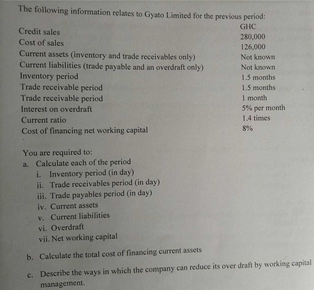 The following information relates to Gyato Limited | Chegg.com