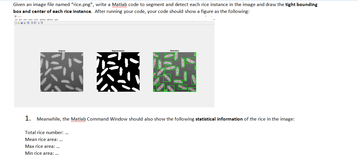 Given an image file named "rice.png", write a Matlab | Chegg.com