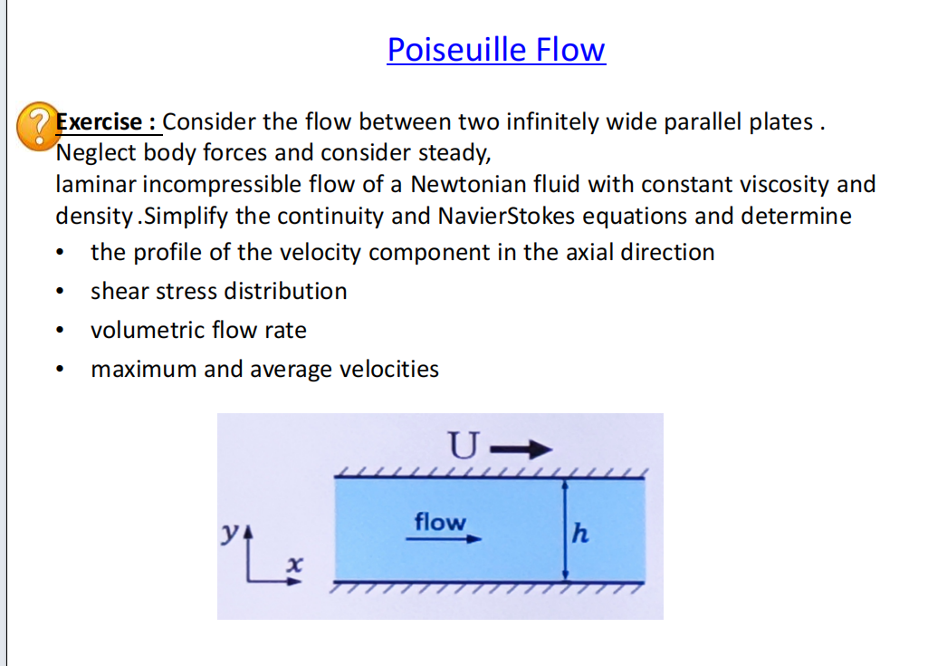 Solved Exercise : Consider the flow between two infinitely | Chegg.com Solved Exercise : Consider the flow between two infinitely | Chegg.com
