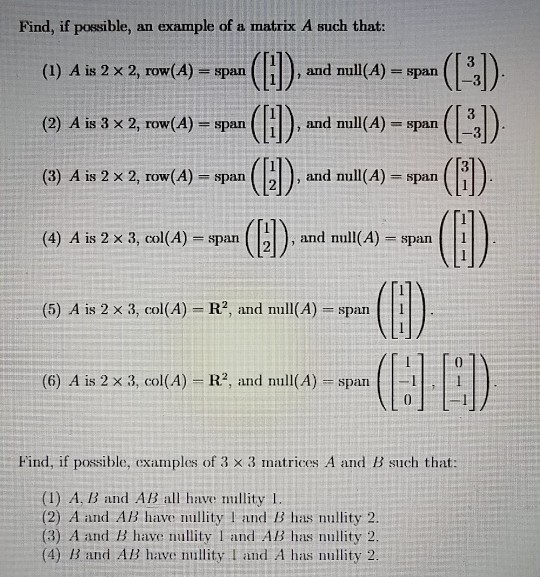 Solved Find If Possible An Example Of A Matrix A Such That 2042