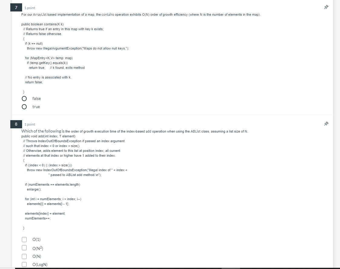 Solved 7 1 Point For Our Arraylist Based Implementation Of A 4295