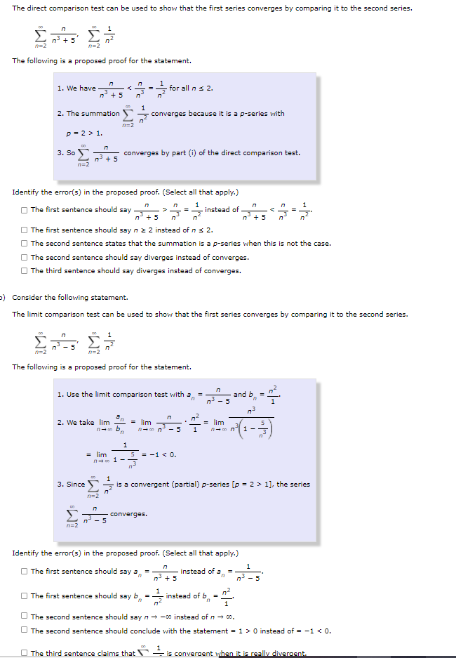 Solved The direct comparison test can be used to show that | Chegg.com