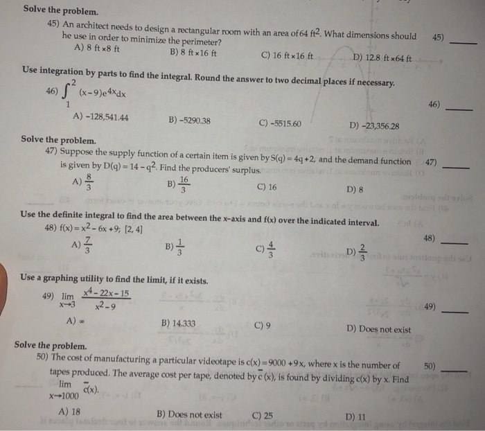 Solved Solve the problem. 45) An architect needs to design a | Chegg.com