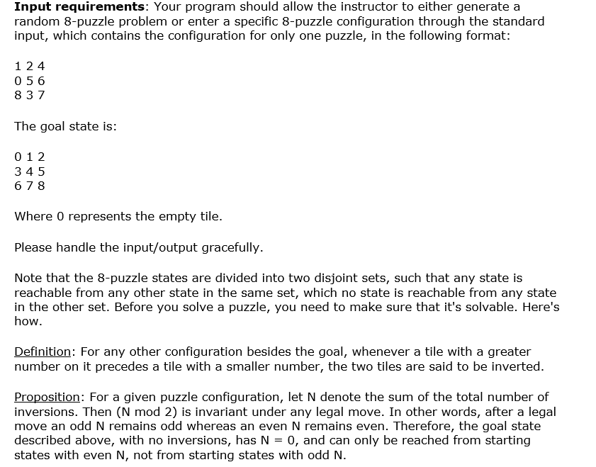 Solved The A* search can be used to solve the 8-puzzle | Chegg.com