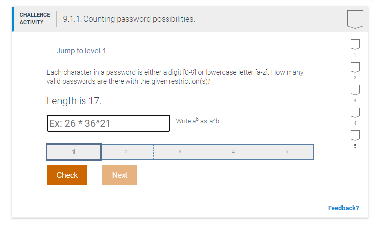 Solved CHALLENGE ACTIVITY 9.1.1: Counting password | Chegg.com
