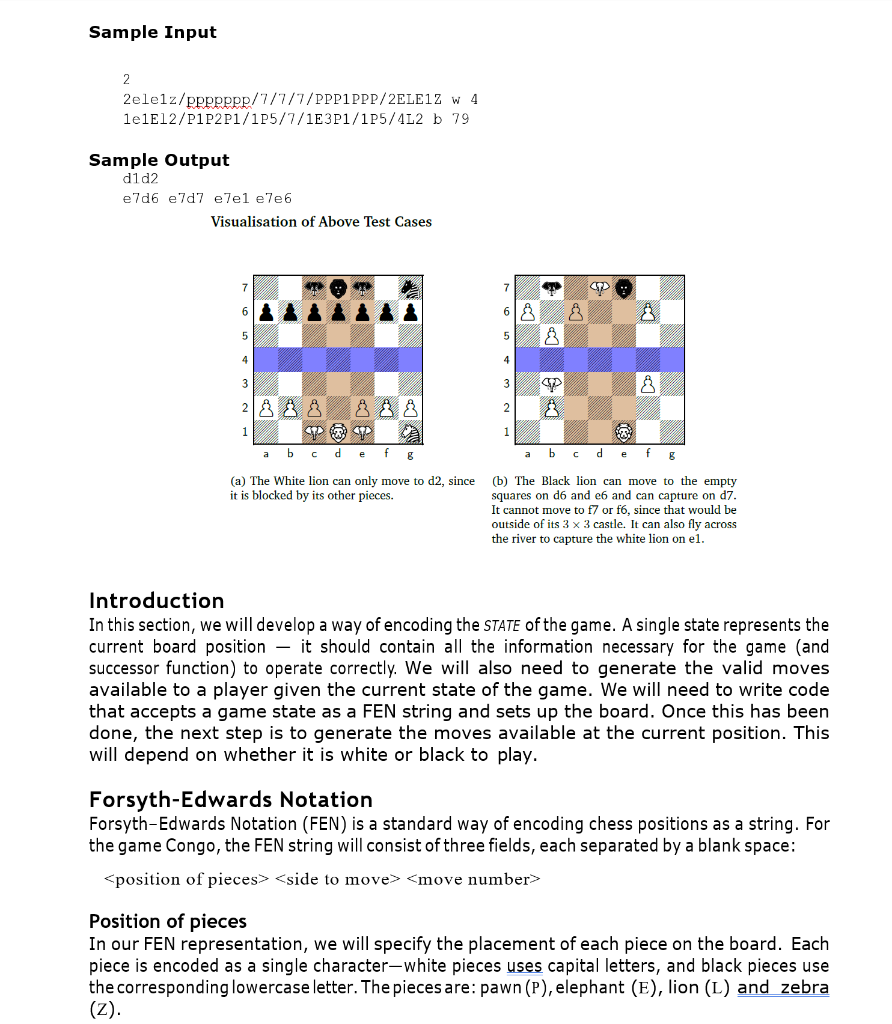 Solved Submission: Setting the board and Generate Lion Moves | Chegg.com