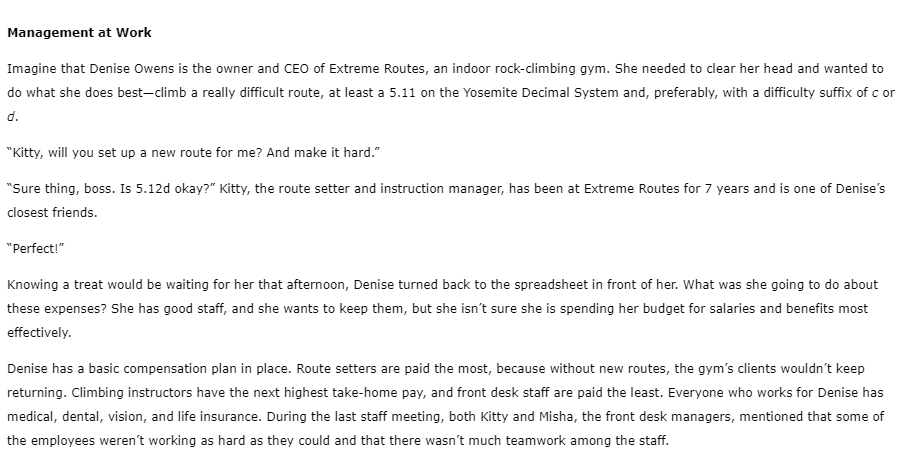 Solved Management at Work Imagine that Denise Owens is the | Chegg.com