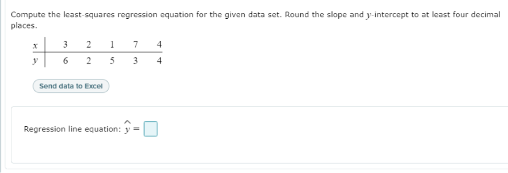 Solved Compute the least-squares regression equation for the | Chegg.com
